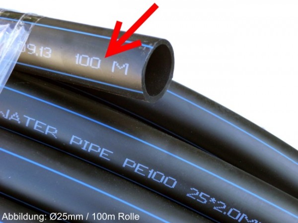 PE HD Rohr Ø 20 mm 100 m Wasserleitung Kunststoffrohr Bewässerung PE-Rohre | Für Haus und Garten